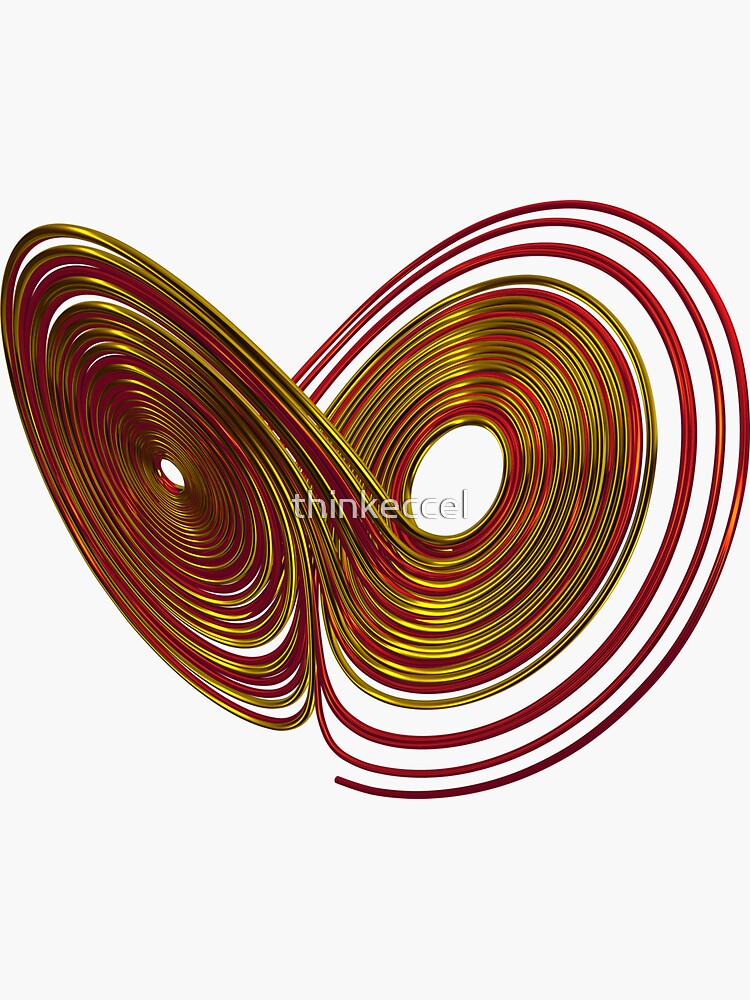 "Chaos Theory, Butterfly Effect - Lorenz Chaotic Attractor #13" Sticker ...