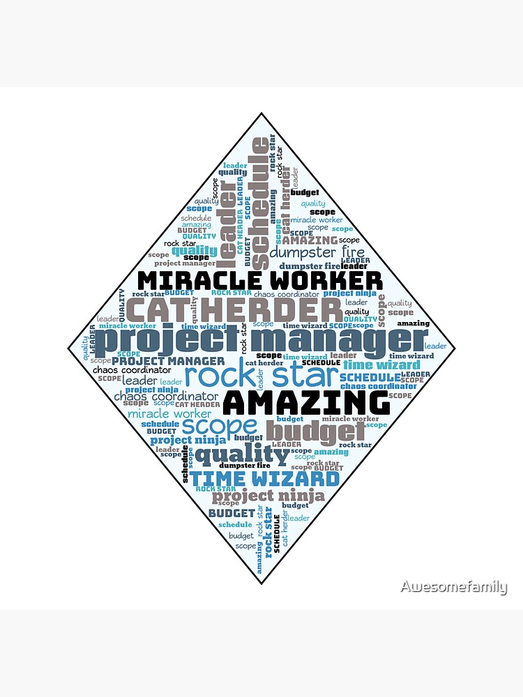 "Blue Project Manager Word Art" Sticker for Sale by Awesomefamily ...