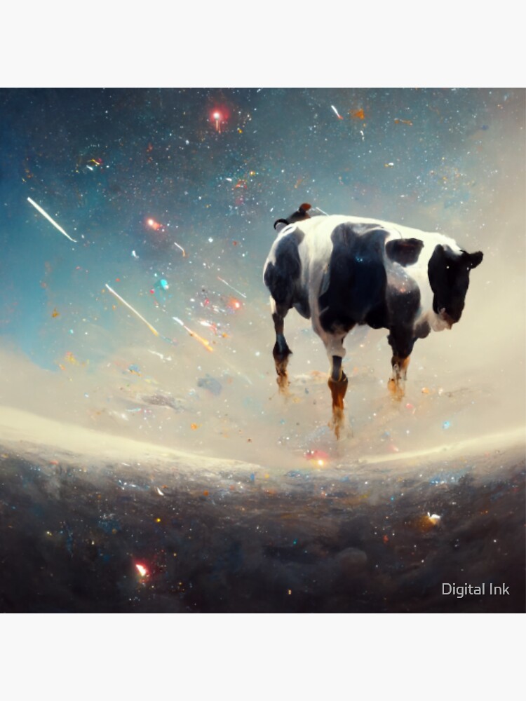 "Cow with jetpack flying through the galaxy" Sticker for Sale by ...