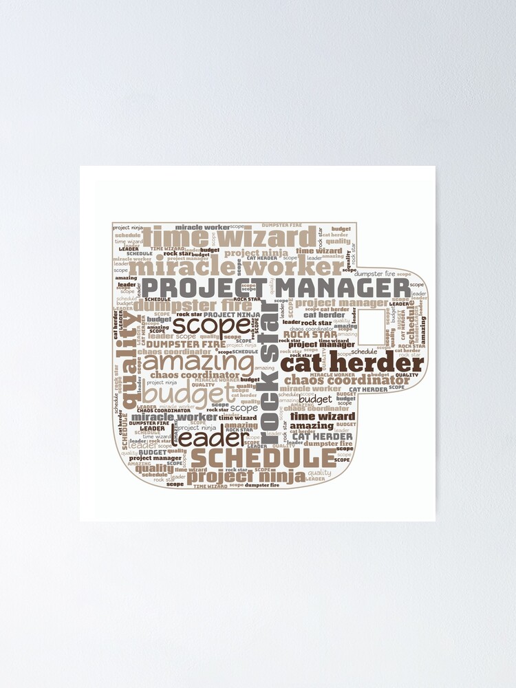 "Coffee Cup Project Manager Word Art" Poster for Sale by Awesomefamily ...