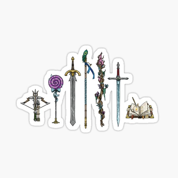 "Dnd party weapons" Sticker for Sale by Avalon18 | Redbubble