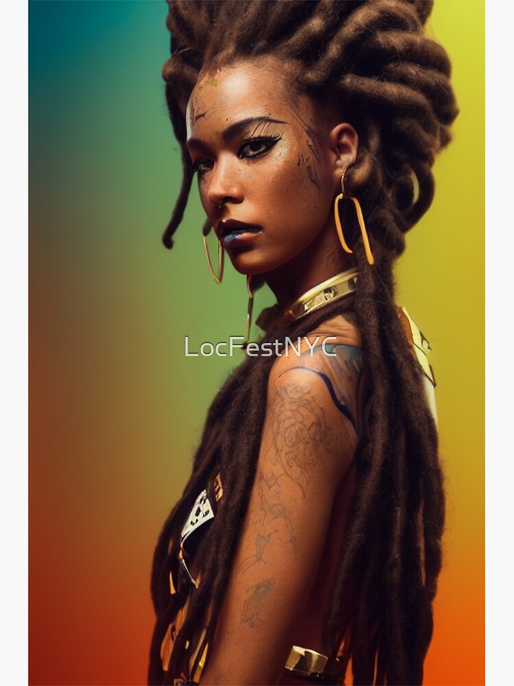 "Queen Natural Hair Dreadlocks Portrait Art" Poster for Sale by ...