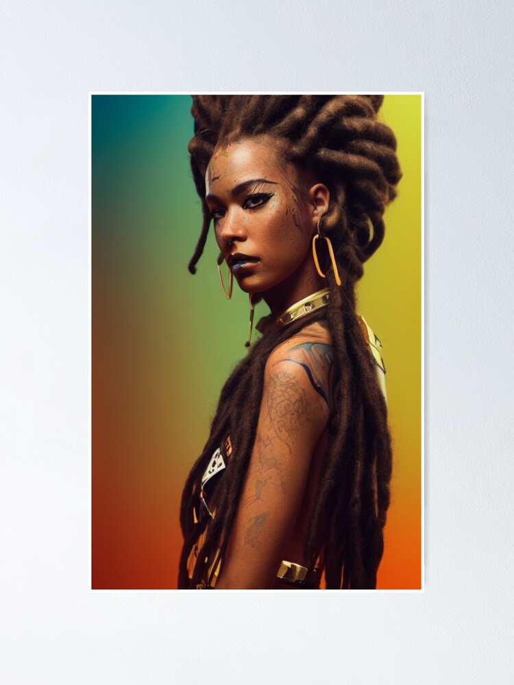 "Queen Natural Hair Dreadlocks Portrait Art" Poster for Sale by ...