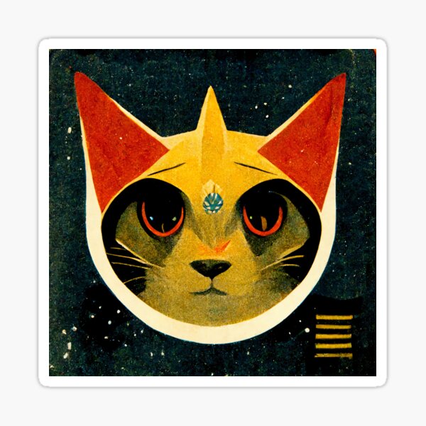 Pegatina «Retrato de felinoide extraterrestre al estilo de propaganda ...