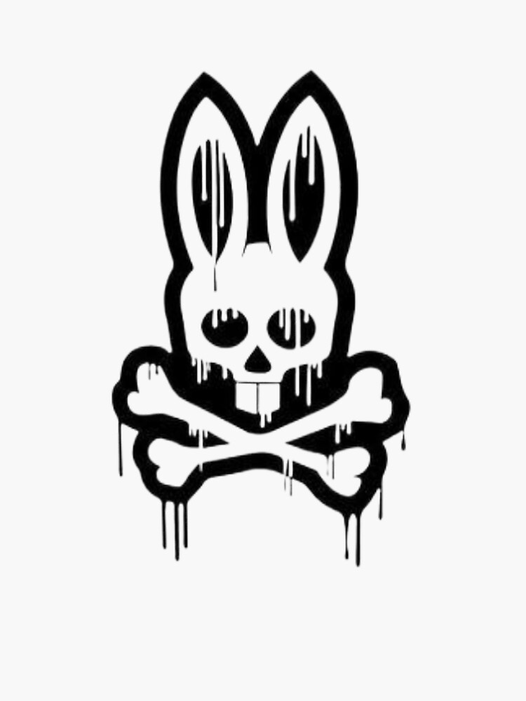 "PSYCHO BUNNIES RABBIT SKULL" Sticker for Sale by fantasys | Redbubble