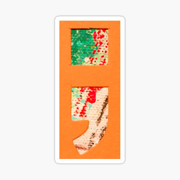"Bright Neon Orange and Green Abstract Semicolon Symbol " Sticker for ...