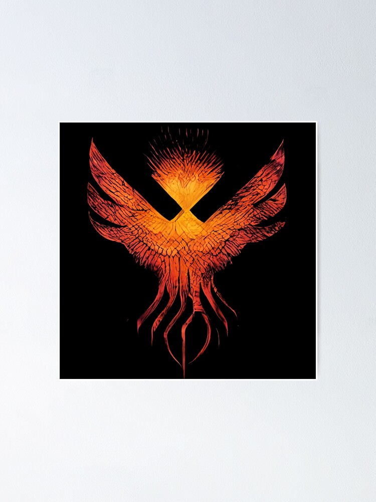 "Cyber Fire Phoenix Minimalistic Logo" Poster for Sale by AthenasGoods ...
