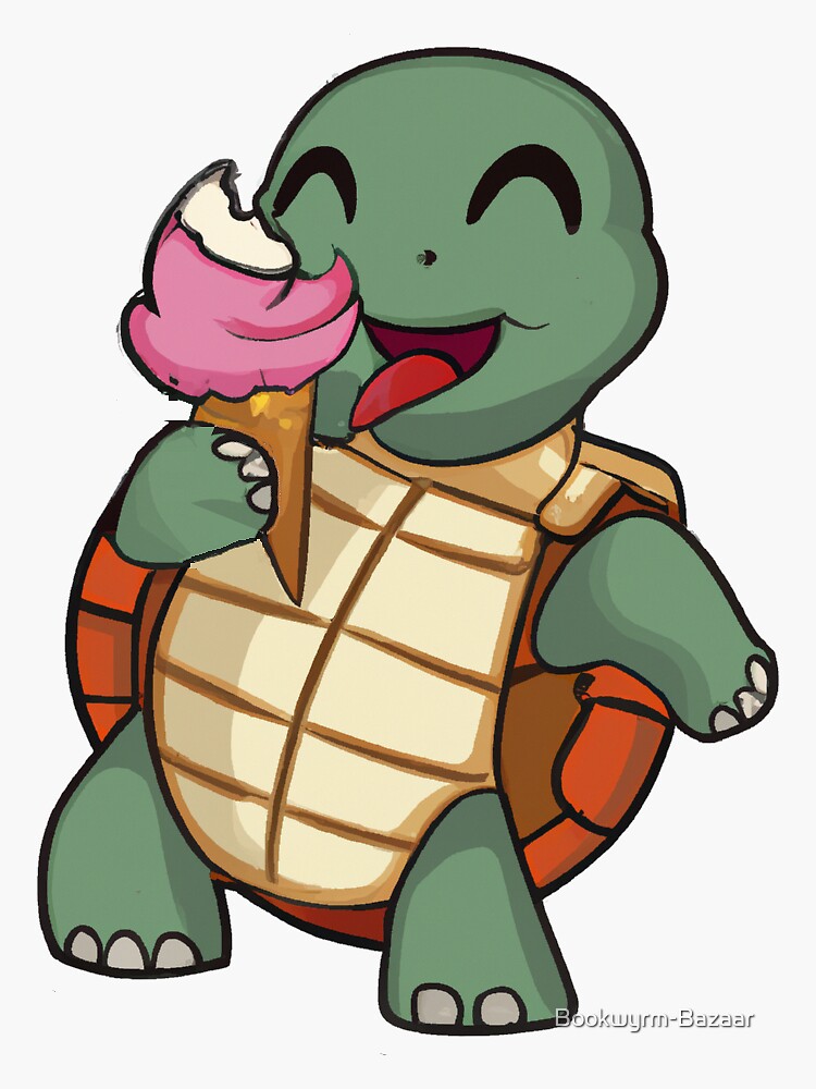 "Cute turtle eating ice cream" Sticker for Sale by Bookwyrm-Bazaar ...