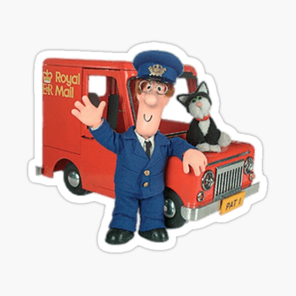 "Postman pat next to his car" Sticker for Sale by Aiyosm | Redbubble