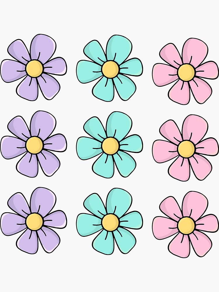 " Aesthetic cute flower pack" Sticker for Sale by jullypaivadraws ...