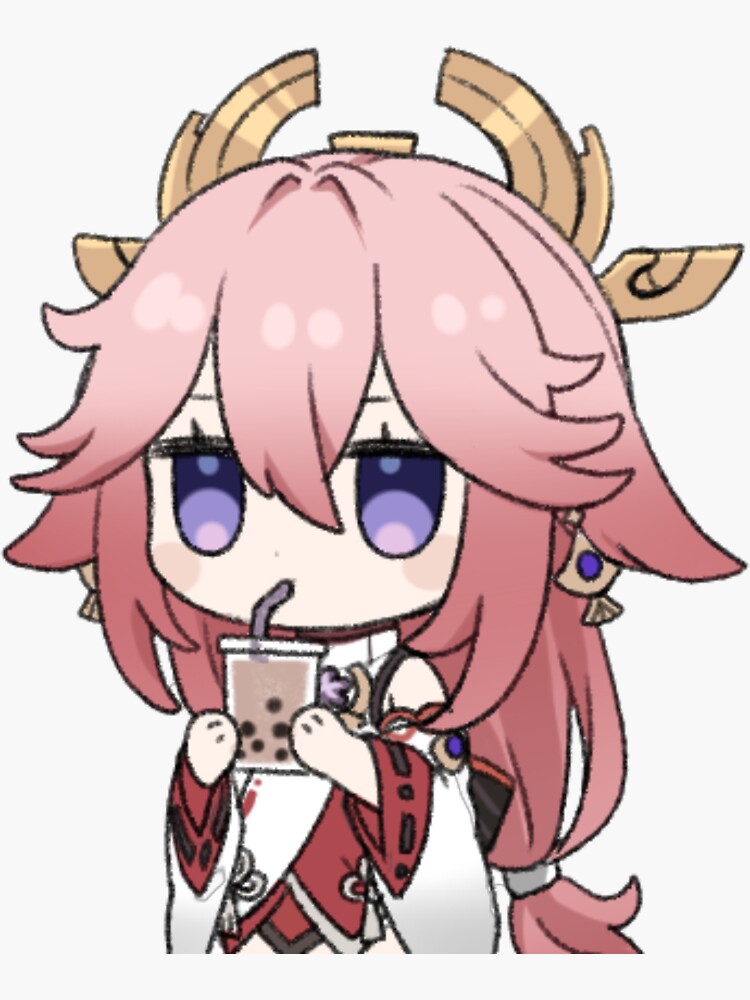 "Genshin Impact Yae Miko Bubble Tea" Sticker for Sale by lumimins ...