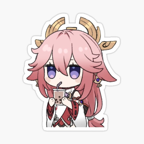 "Genshin Impact Yae Miko Bubble Tea" Sticker for Sale by lumimins ...