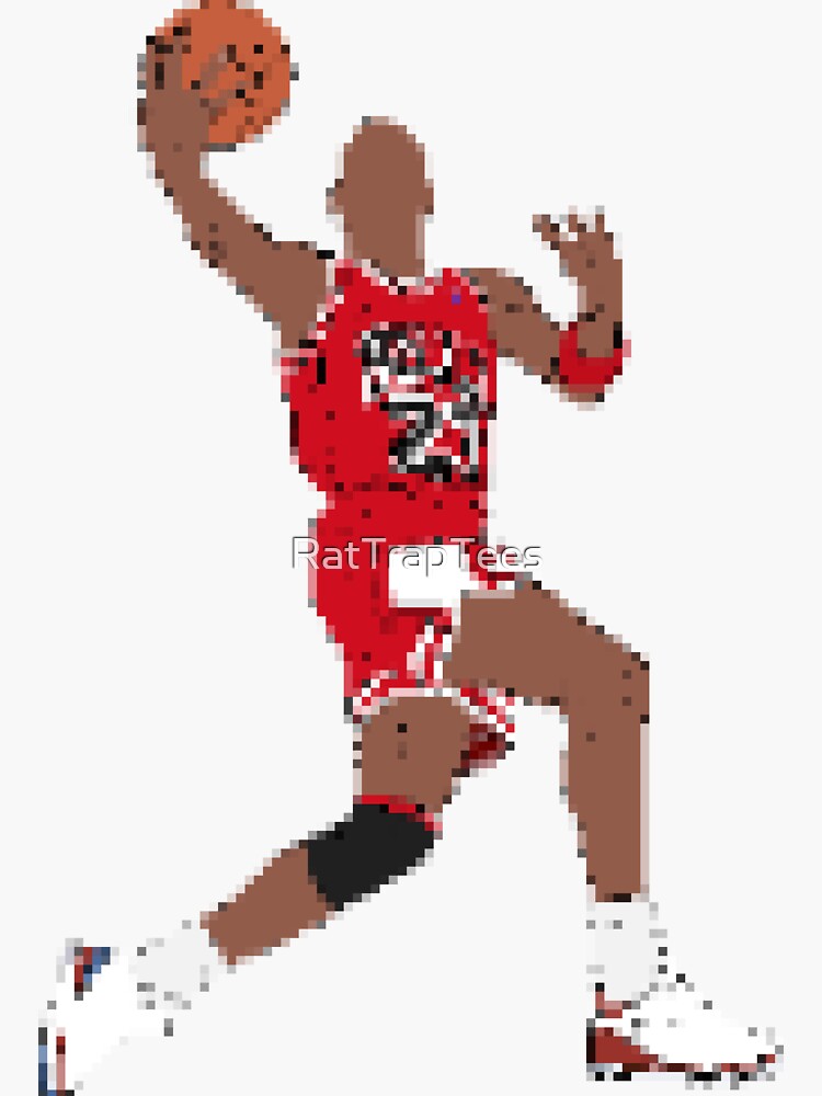 "Michael Jordan Layup (Pixel Art)" Sticker for Sale by RatTrapTees ...