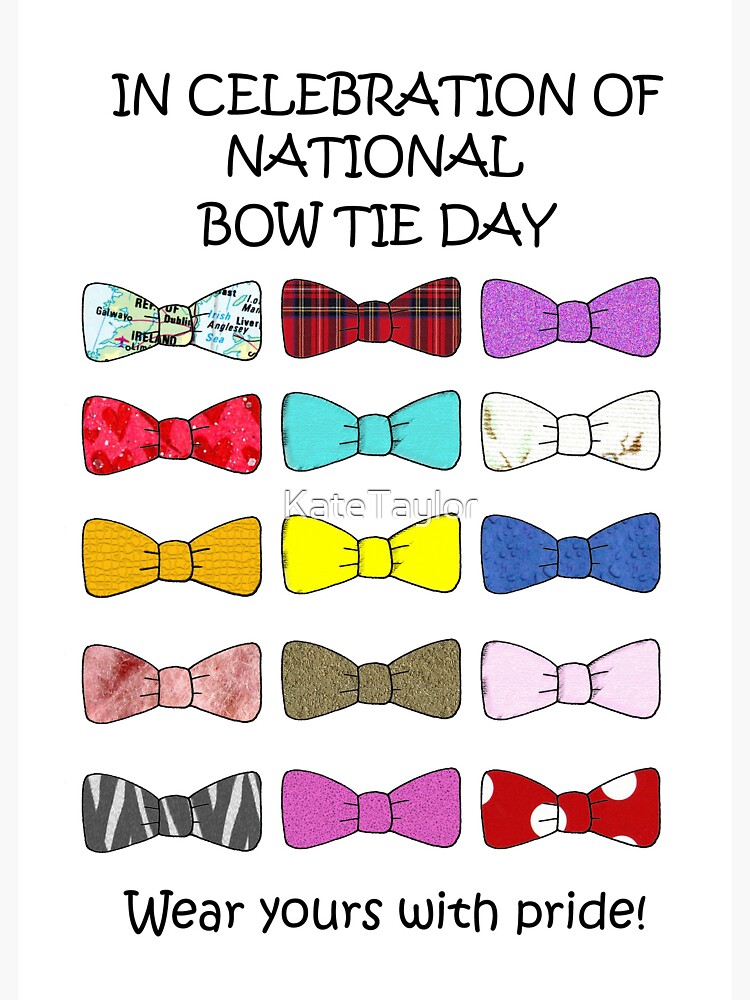 "National Bow Tie Day August 28th" Sticker for Sale by KateTaylor ...