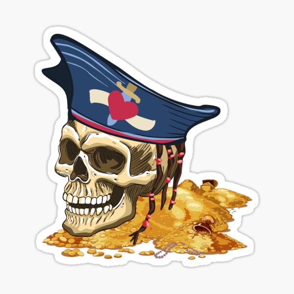"Pirate Treasure Skull" Sticker for Sale by ArtOfStars | Redbubble