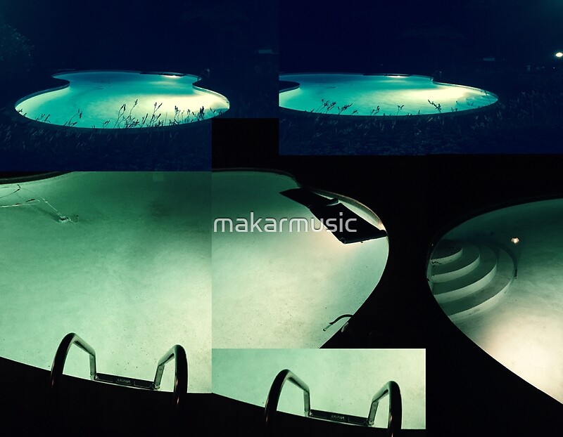 "Spooky Summer Pool at Night Collage" by makarmusic | Redbubble