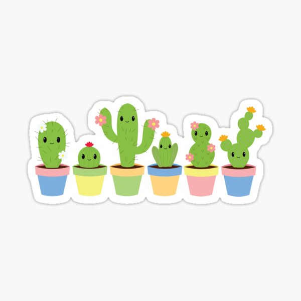 "Cute Cacti" Sticker for Sale by Eliza-Grace | Redbubble