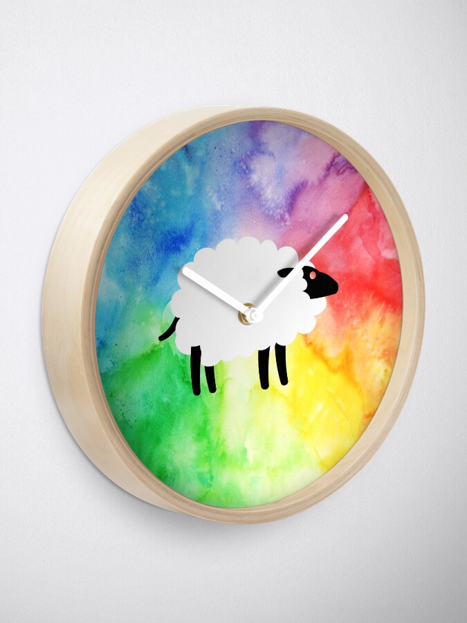 Rainbow Sheep Clock