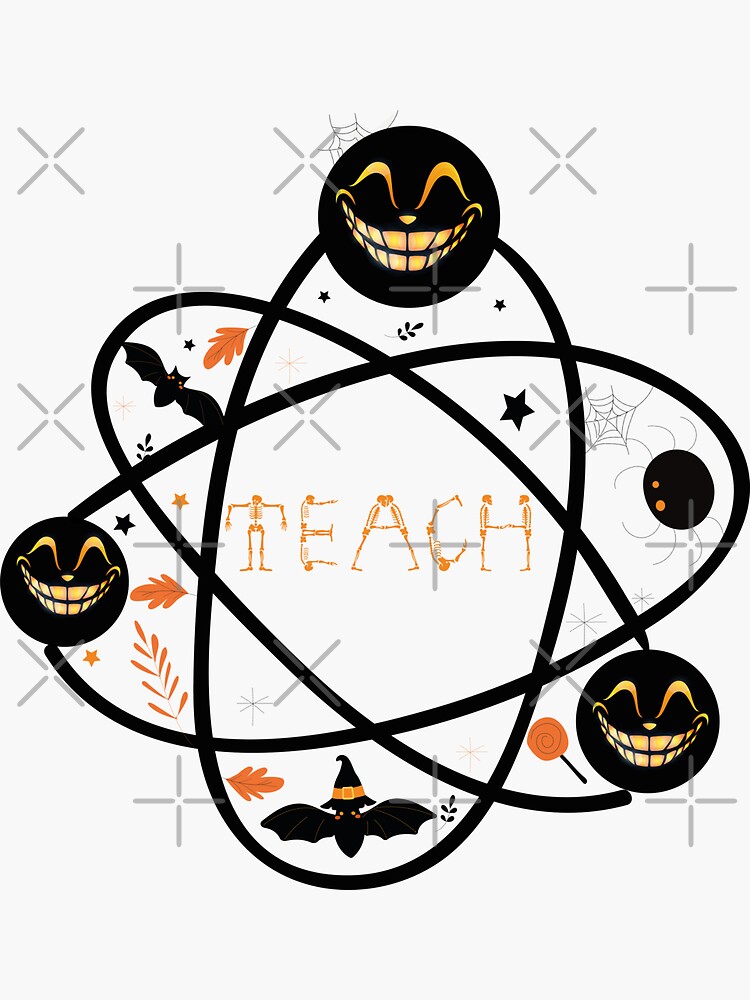 "Halloween teach atome - Scary" Sticker for Sale by ThescienceTee ...