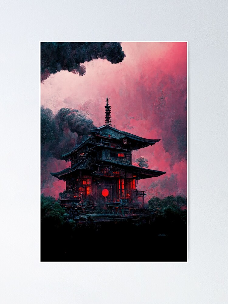 "Cyberpunk Neon Japanese Temple" Poster for Sale by LoudLayerCake ...