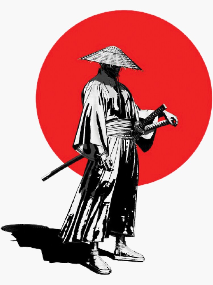 "samurai shadow fighting dragon , sunset samurai warrior." Sticker for ...