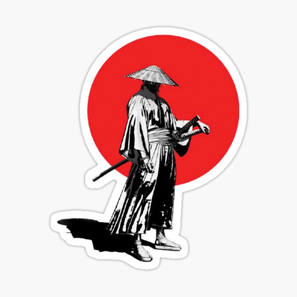 "samurai shadow fighting dragon , sunset samurai warrior." Sticker for ...