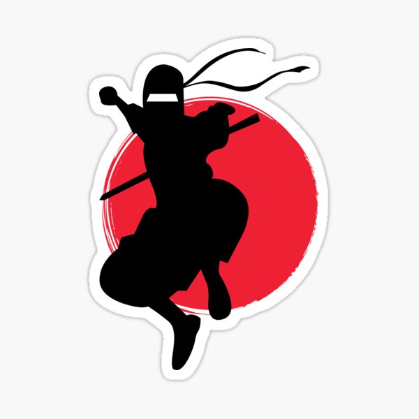 "Japanese Martial Art - Ninja with Sword Jumping Action Pose " Sticker ...