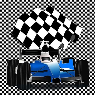 "Blue Race Car with Checkered Flag" Sticker for Sale by Gravityx9 ...