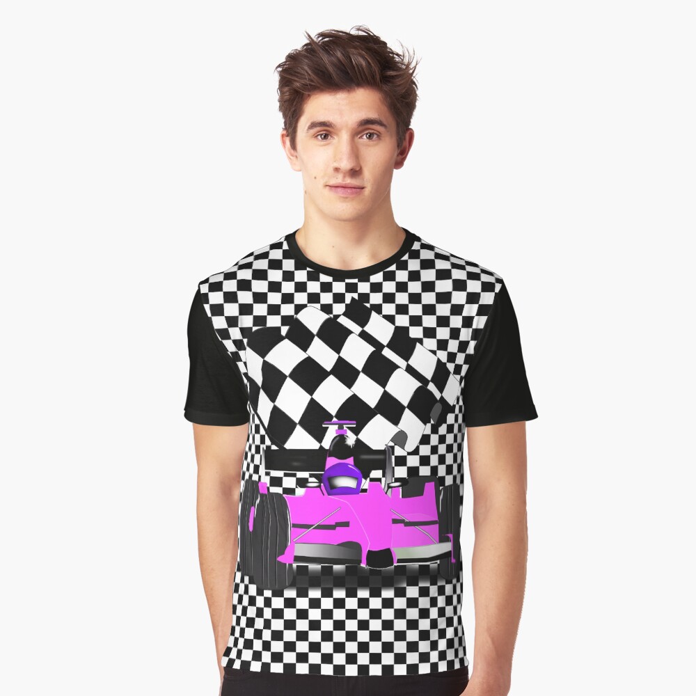 "Pink Race Car with Checkered Flag" Sticker for Sale by Gravityx9 ...