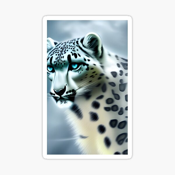 "Majestic Snow Leopard" Sticker for Sale by the-surrealist | Redbubble