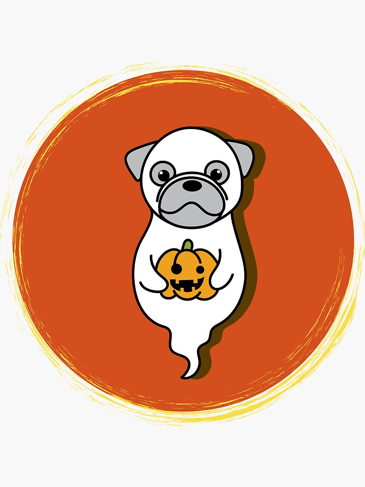 "Pug Ghost Pup" Sticker for Sale by HoundsNHowls | Redbubble