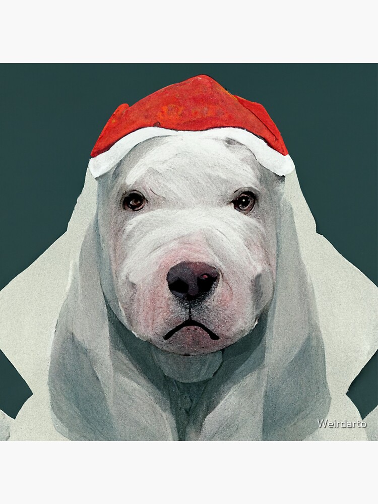 "Dogo Argentino Dog Christmas Cartoon Style Cute Santa" Sticker for ...