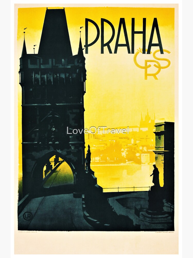 "Vintage Prague Travel Poster" Sticker for Sale by LoveOfTravel | Redbubble
