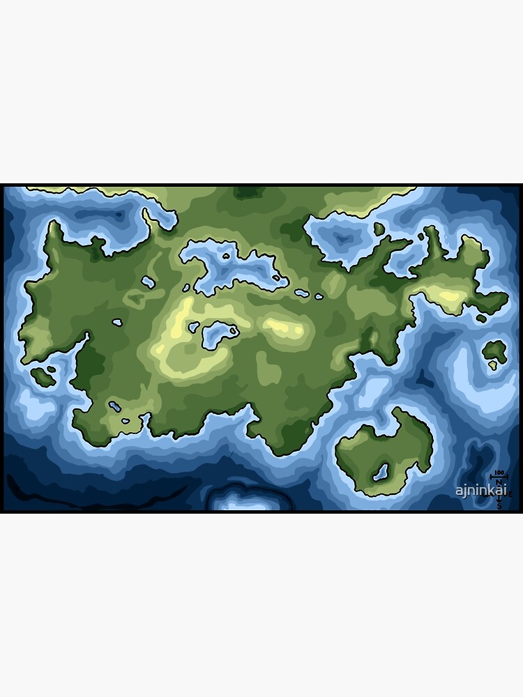 "Fantasy Topographical-Style Map" Poster for Sale by ajninkai | Redbubble