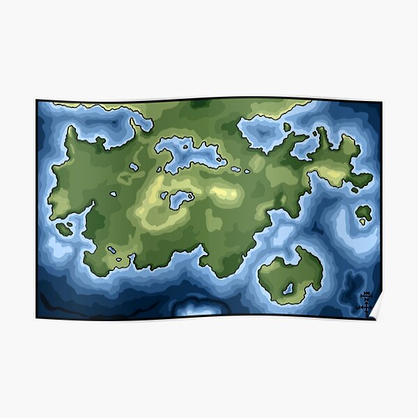 "Fantasy Topographical-Style Map" Poster for Sale by ajninkai | Redbubble