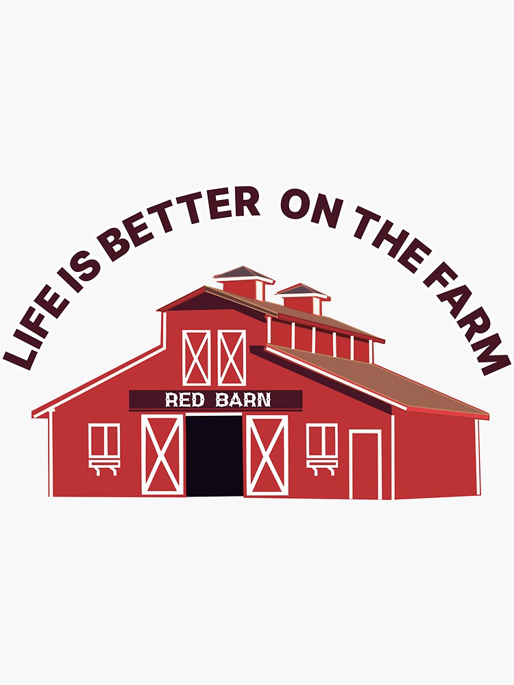 "Red barn" Sticker for Sale by i-cottagedesign | Redbubble
