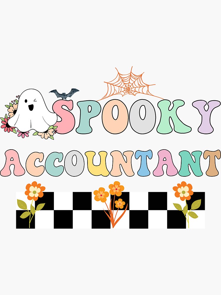 "Groovy Spooky Accountant Cute Floral Halloween Ghost" Sticker for Sale ...