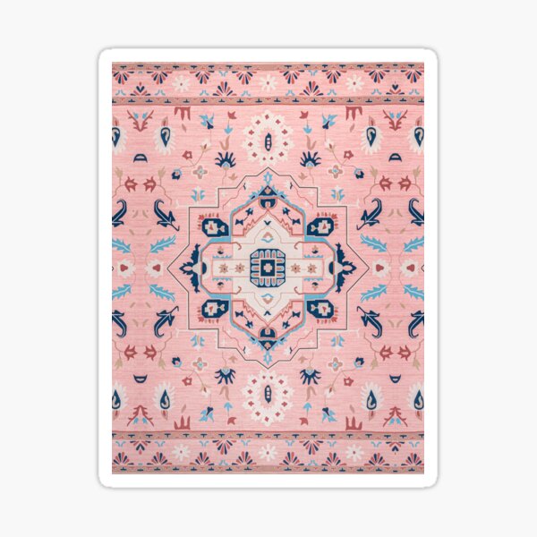 "Pink Floral Vintage Classic Traditional Moroccan Fabric Style" Sticker ...