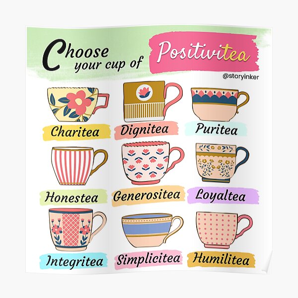 "Cups of Positivitea" Poster for Sale by storyinker | Redbubble