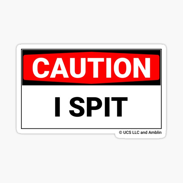 "Jurassic World Caution I Spit" Sticker for Sale by Soursoul99 | Redbubble