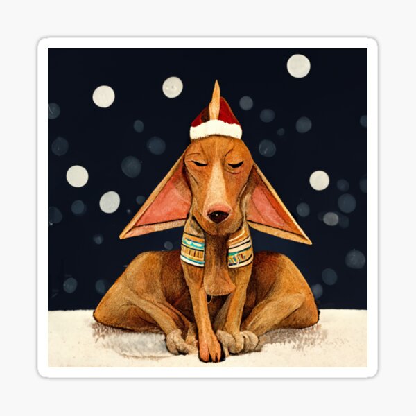 Pegatina «Faraón Hound Dog Navidad Estilo de dibujos animados Lindo» de ...