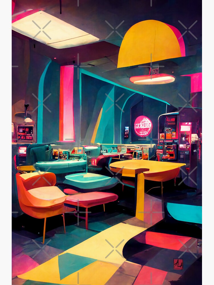 "80s Cafe ©" Sticker for Sale by ala-of-art | Redbubble