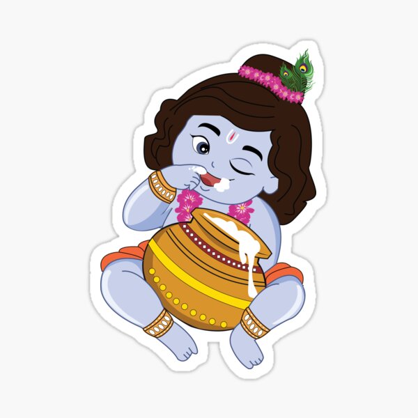 "cute krishna " Sticker for Sale by littlearthub | Redbubble