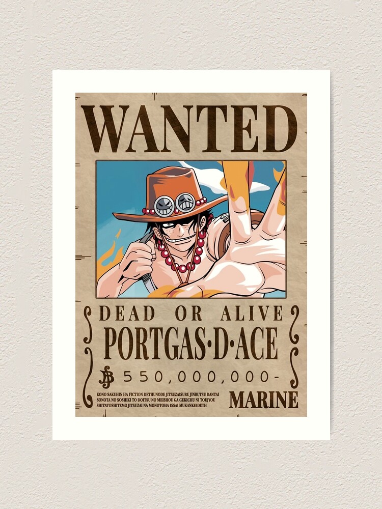 "One Piece Portgas D Ace Bounty Wanted" Art Print for Sale by ...