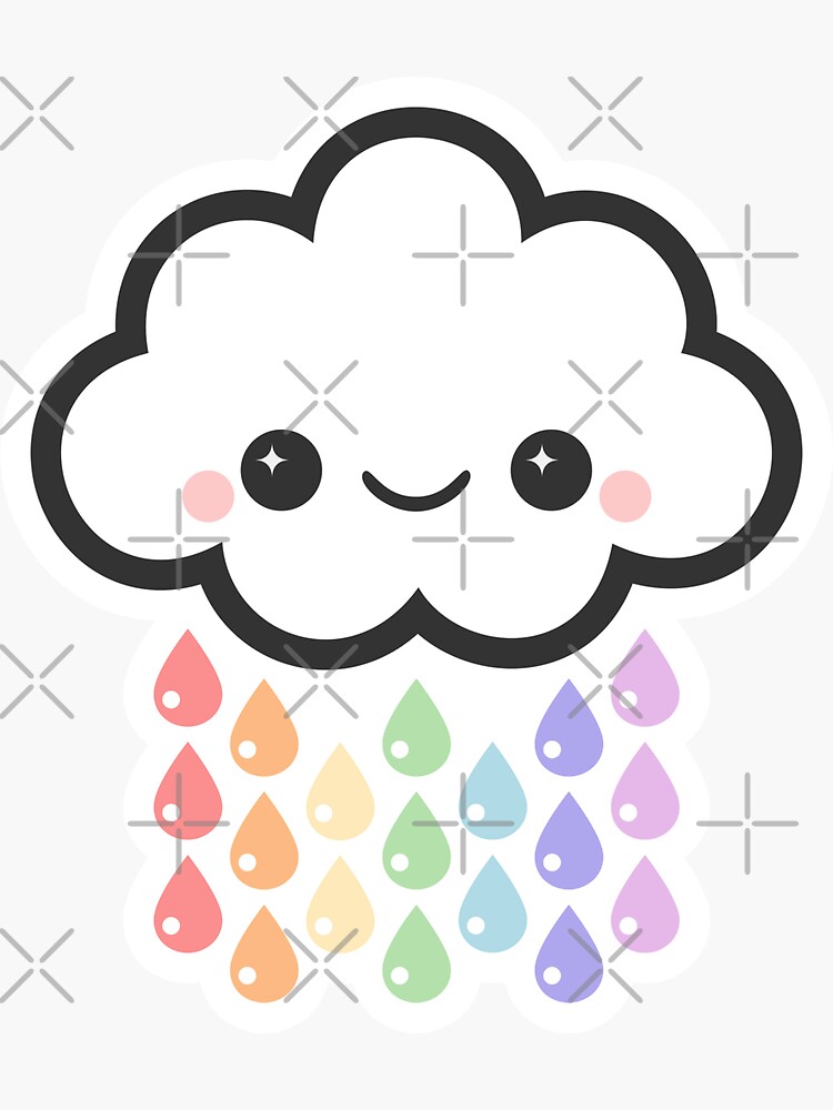 "Kawaii Pink Rain Cloud" Sticker for Sale by sugarhai | Redbubble