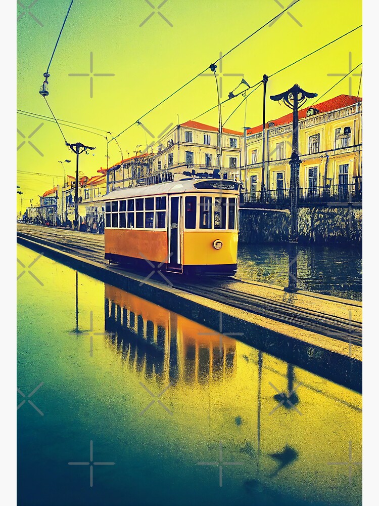 "Yellow Lisbon Tram " Sticker for Sale by Myriam-Iart | Redbubble
