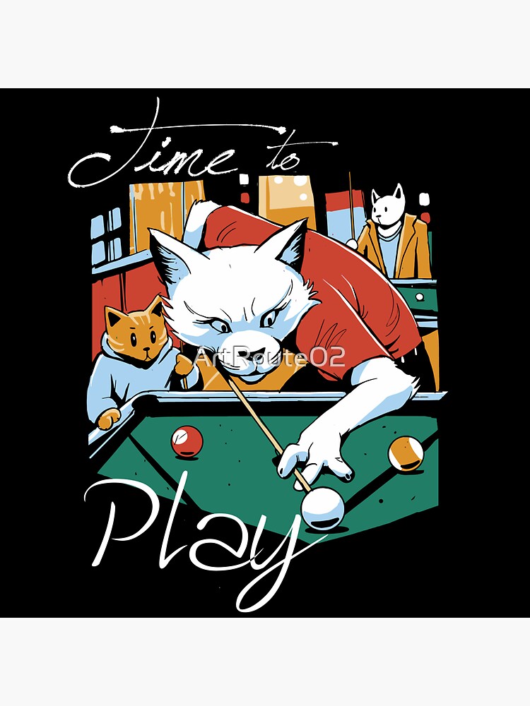 "Cats Playing Pool" Sticker for Sale by ArtRoute02 | Redbubble