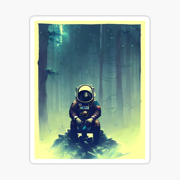"Spaceman in the woods" Sticker for Sale by silentboy04 | Redbubble