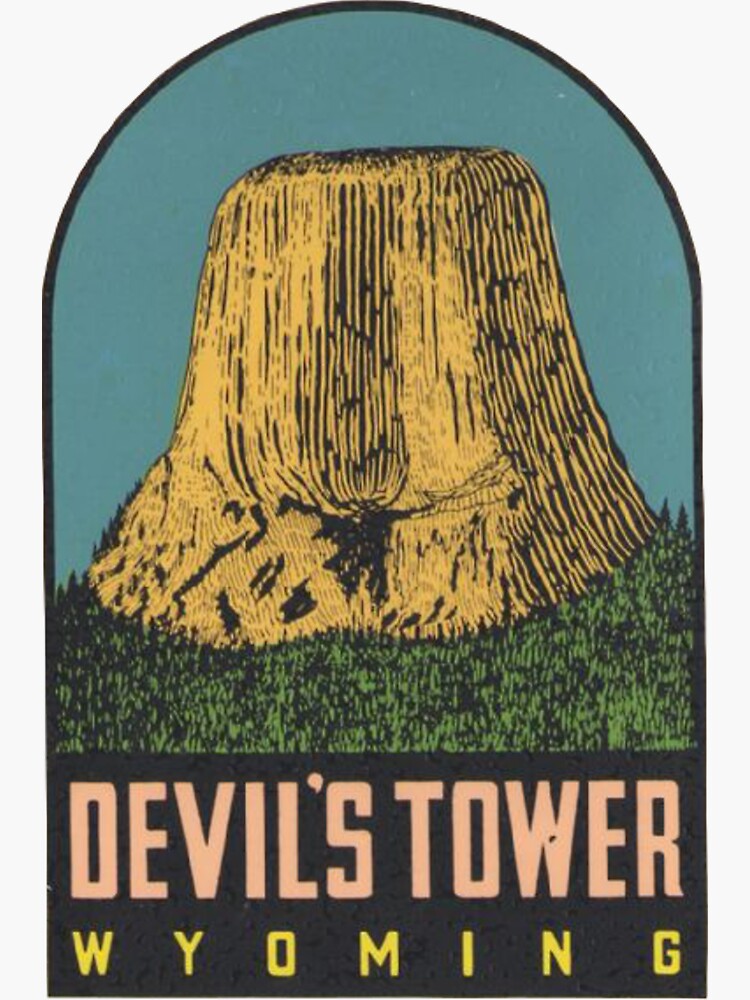 "Devil's Tower National Monument Vintage Travel Decal - Wyoming USA ...