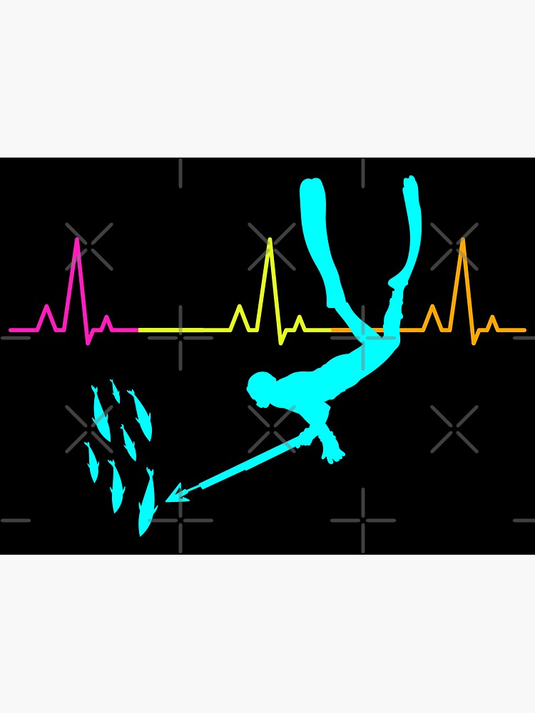 "Spearfishing Spearfisher Fishing Heartbeat Pulse" Sticker for Sale by ...
